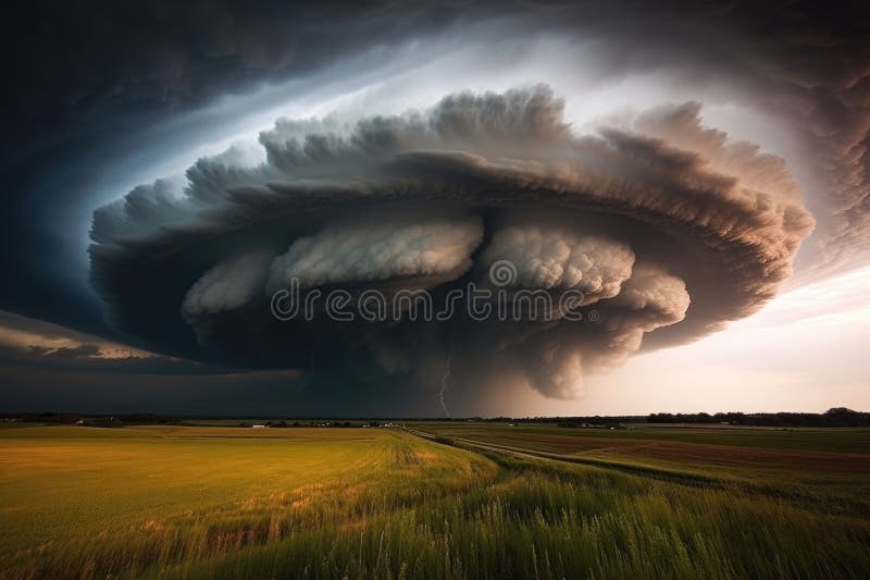 Dramatic View of a Rotating Supercell Storm Stock Illustration ...