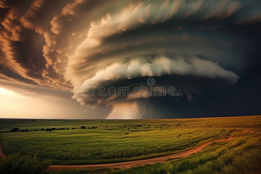Dramatic View of a Rotating Supercell Storm Stock Photo - Image of ...