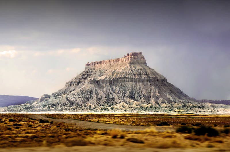 Dramatic View of a Sandstone Mountain Called Factory Butte Rock Stock ...