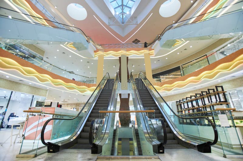 Dramatic View of Shopping Mall Interior Editorial Image - Image of ...