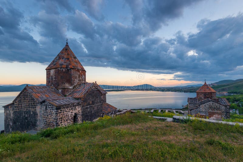 Dramatic View of the Sights of Armenia - Lake Sevan and the Monastery of Sevanavank Stock Image ...