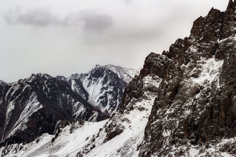 Dramatic View of the Snow-covered Slopes of the Mountain Stock Photo ...