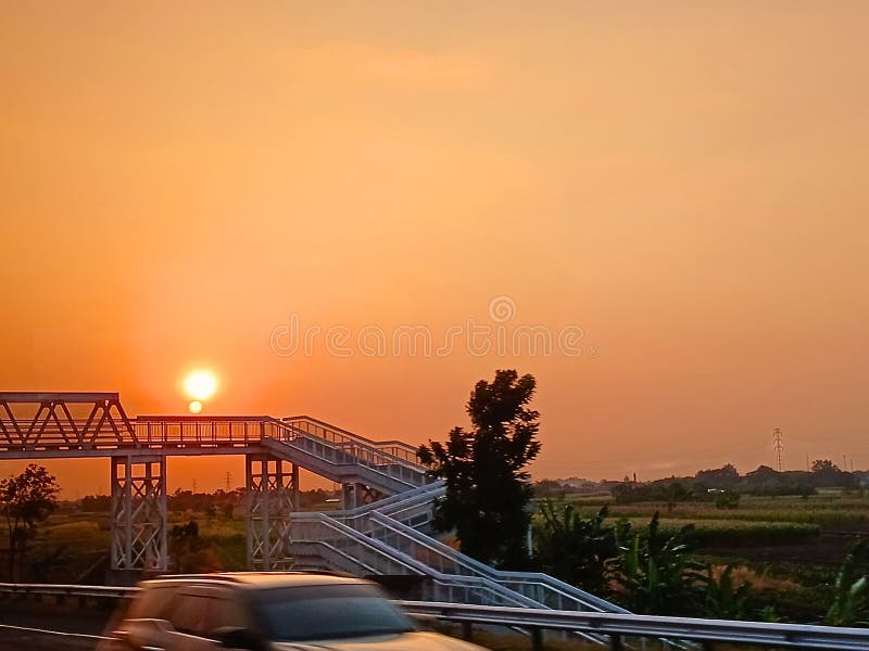 Dramatic View of Sunset at Trans Java Highway Stock Image - Image of ...