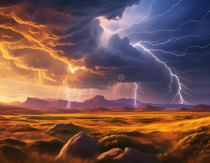 A Dramatic View of Thunderstorms Rolling in Over a Vast, Open Plain ...