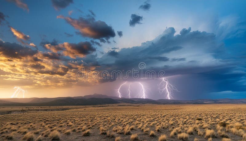 A Dramatic View of Thunderstorms Rolling in Over a Vast, Open Plain ...