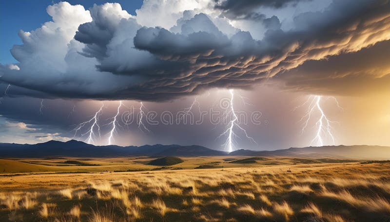 A Dramatic View of Thunderstorms Rolling in Over a Vast, Open Plain ...