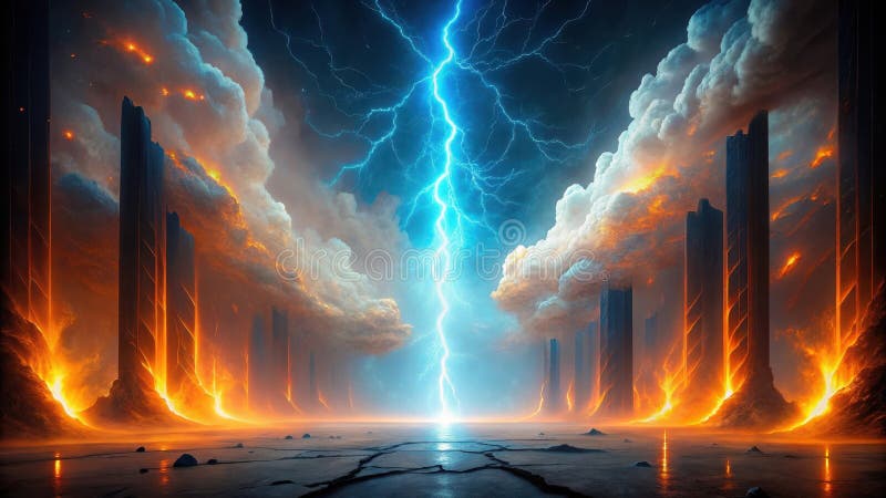 A Dramatic Vision of a Fiery, Post-apocalyptic Landscape Illuminated by ...