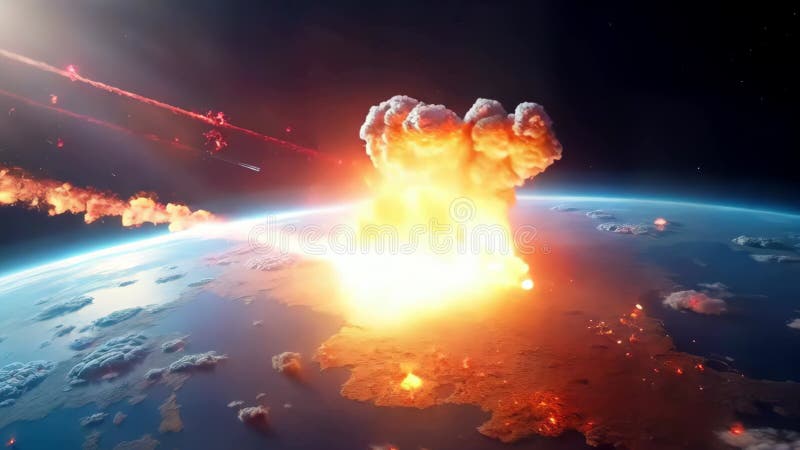 Dramatic Visualization of Asteroid Impact on Earth S Surface, Creating ...