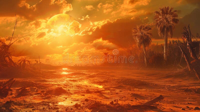 Dramatic Visualization of Global Warming Impact in a Conceptual Image ...