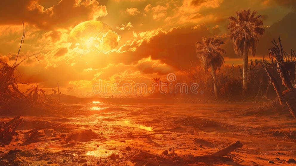 Dramatic Visualization of Global Warming Impact in a Conceptual Image ...