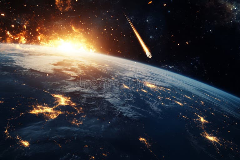 Dramatic Visualization of a Meteor Impact on Earth, with Fiery ...