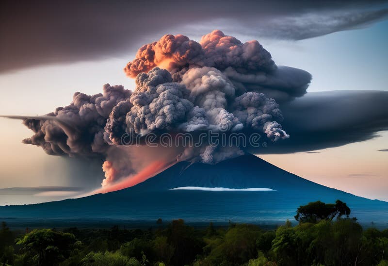 Dramatic Volcanic Ash Cloud Over Erupting Volcano â€“ Thick Ash Rising ...