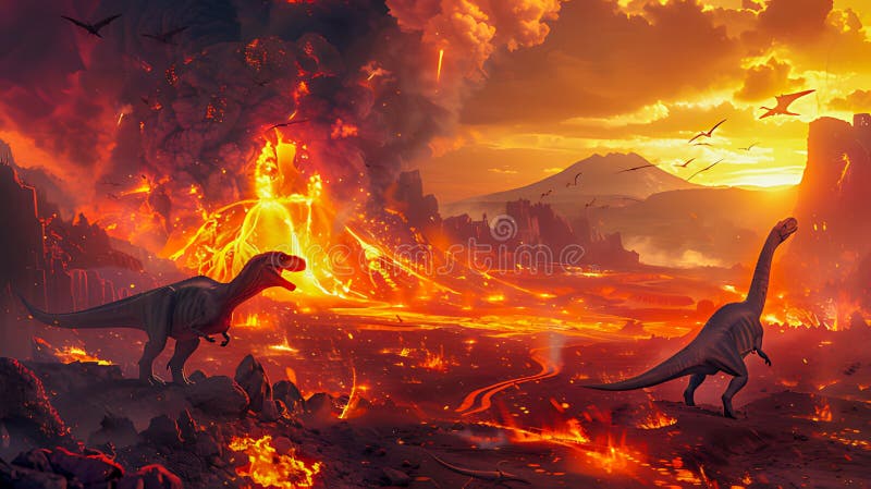 A Dramatic Volcanic Eruption in the Jurassic Era, with Ash and Lava ...