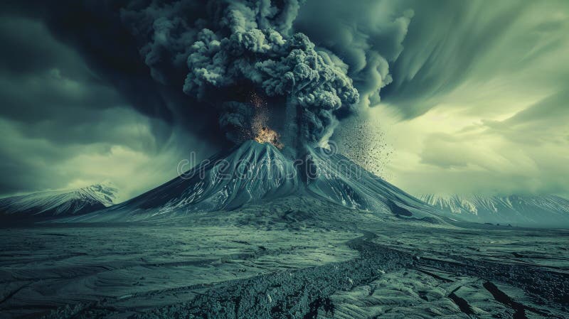 Dramatic Volcanic Eruption with Massive Ash Plume and Lava Flow in a ...
