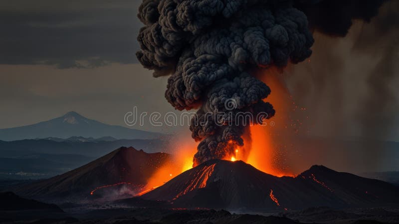 Dramatic Volcanic Eruption with Molten Lava Flows Capturing Intense ...