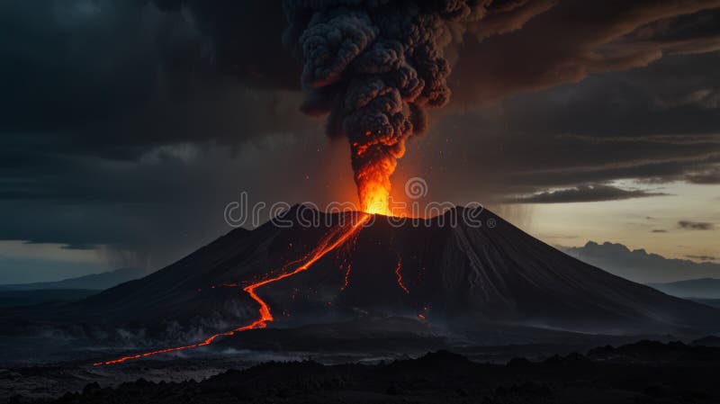 Dramatic Volcanic Eruption with Molten Lava Flows Capturing Intense ...