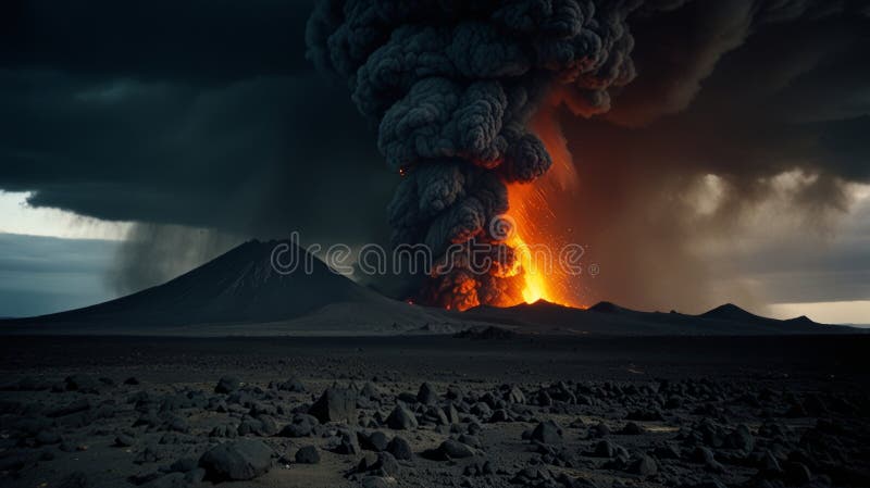 Dramatic Volcanic Eruption with Molten Lava Flows Capturing Intense ...