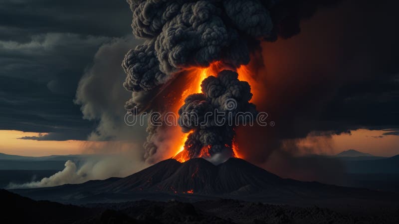 Dramatic Volcanic Eruption with Molten Lava Flows Capturing Intense ...