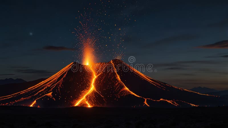 Dramatic Volcanic Eruption with Molten Lava Flows Capturing Intense ...
