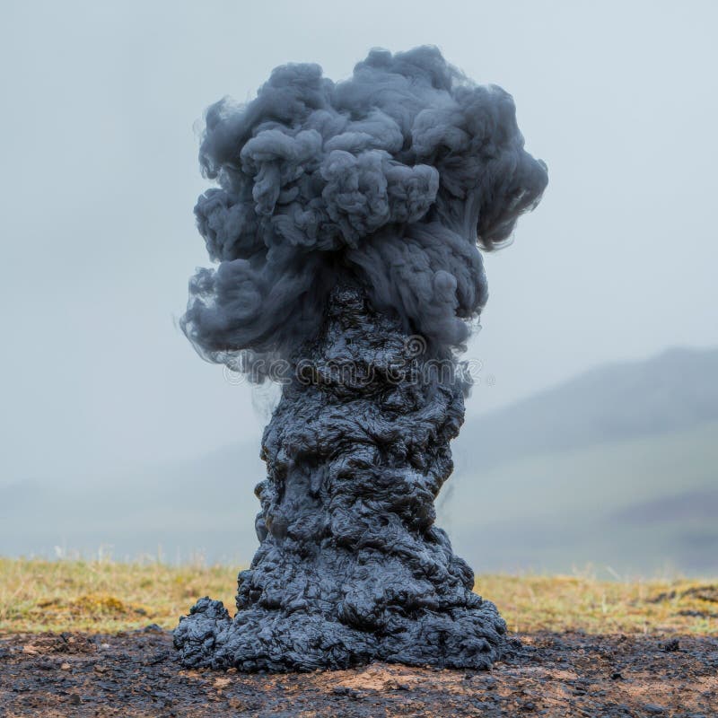 Dramatic Volcanic Eruption with Plume of Dark Smoke Stock Illustration ...
