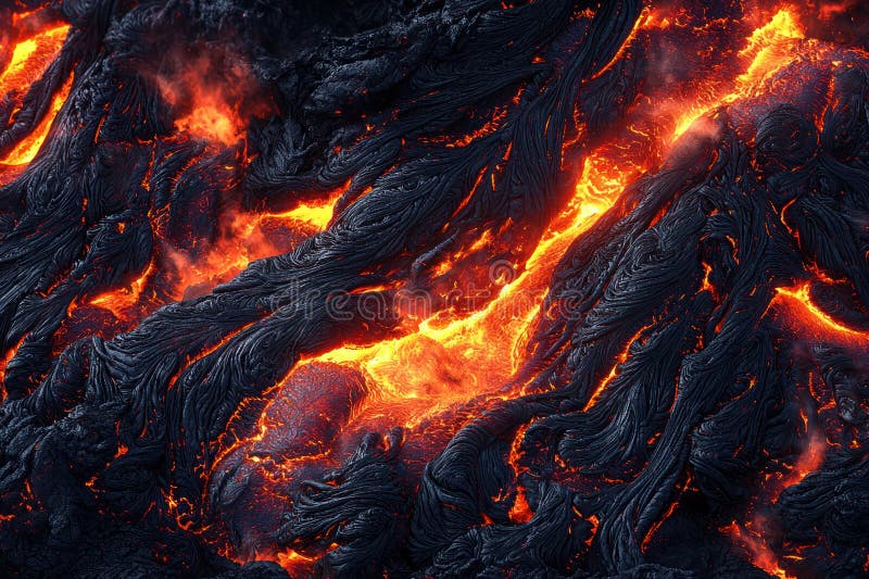 Dramatic Volcanic Lava Flow Showcases Glowing Red and Black Textures ...