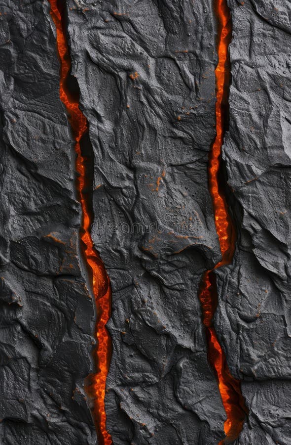 Dramatic Volcanic Rock Formation with Glowing Lava Cracks Stock ...