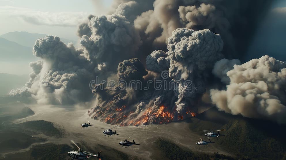 Dramatic Volcano Eruption Captured with Multiple Helicopters in the ...