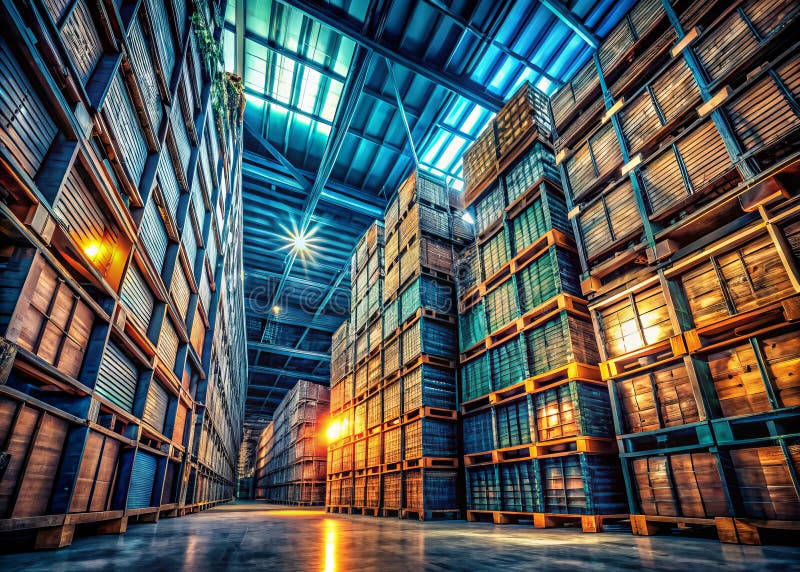 Dramatic Warehouse Staging Area a WormsEye View of Industrial Logistics ...