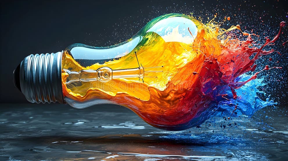 Dramatic Water and Fire Light Bulb Concept Art Stock Illustration ...