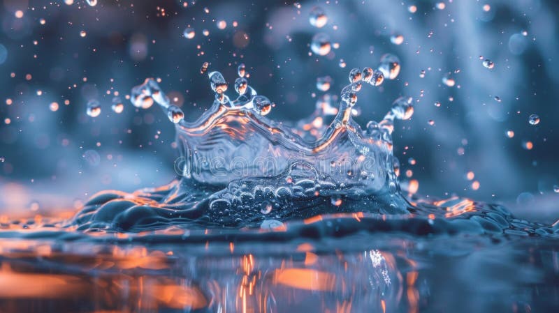 Dramatic Water Splash with Bokeh Lights Stock Photo - Image of blue ...