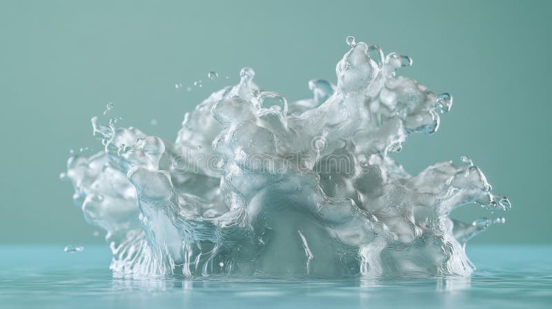 Dramatic Water Splash Close Up Against Soft Turquoise Background ...
