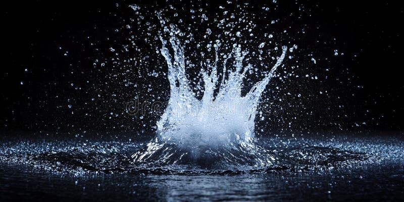 Dramatic Water Splash Crown High Speed Photography Black Background ...