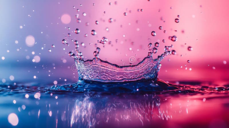 Dramatic Water Splash with Dynamic Pink and Blue Lighting Creates ...