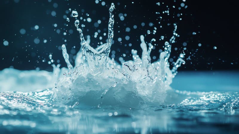 Dramatic Water Splash in Low Light with Droplets Stock Image - Image of ...