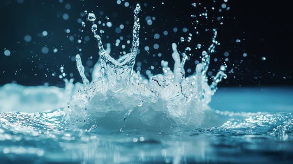 Dramatic Water Splash in Low Light with Droplets Stock Image - Image of ...