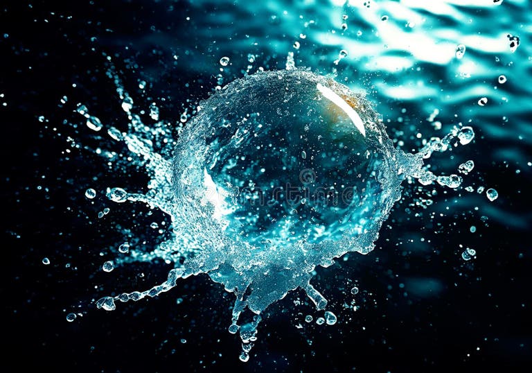Dramatic Water Splash Top View with Splash and Air Bubble Realistic ...