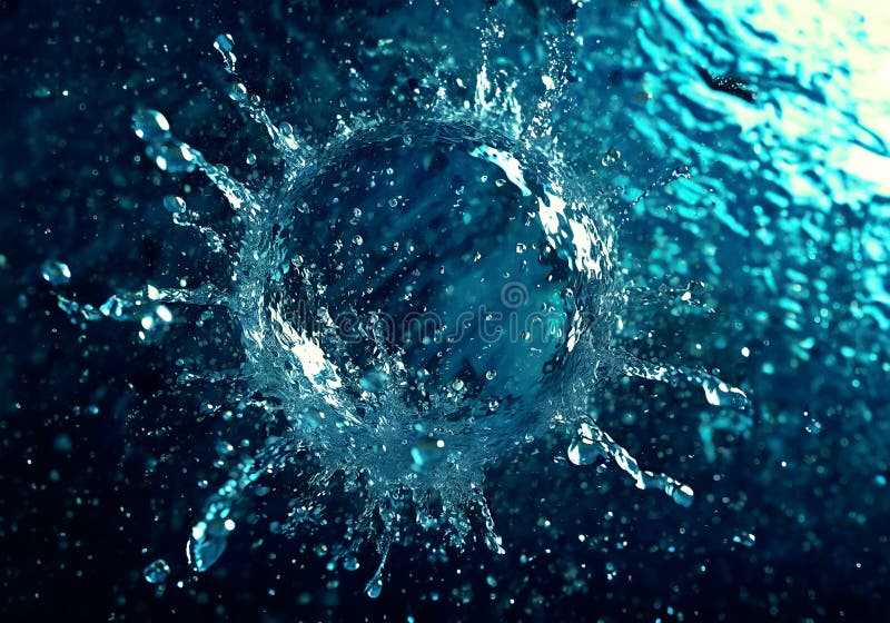 Dramatic Water Splash Top View with Splash and Air Bubble Realistic ...