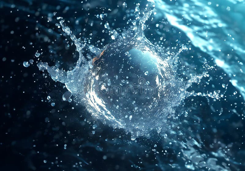Dramatic Water Splash Top View with Splash and Air Bubble Realistic ...