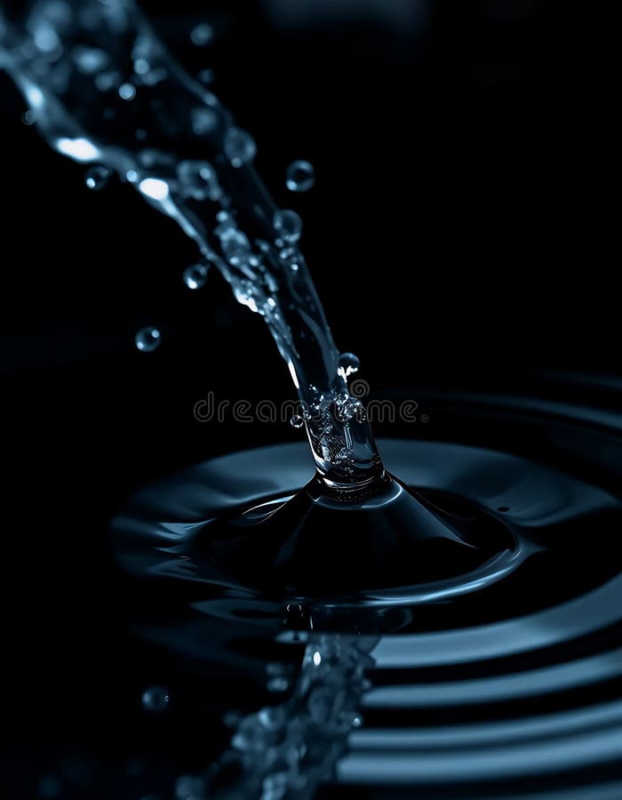 Dramatic Water Splashing, Creating Ripples on Dark Background Stock ...