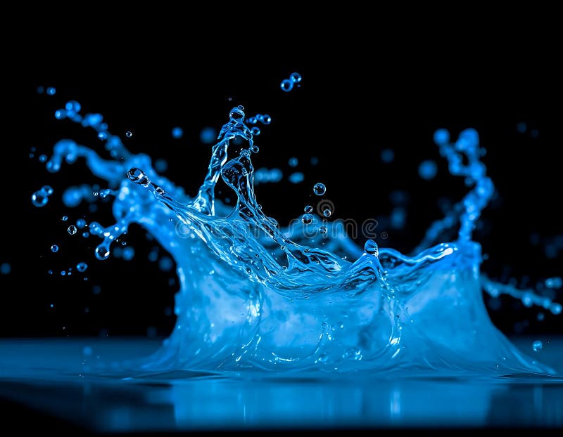 Dramatic Water Splashing, Creating Ripples on Dark Background Stock ...