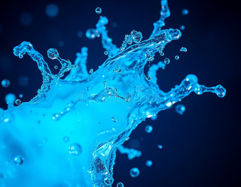 Dramatic Water Splashing, Creating Ripples on Dark Background Stock ...