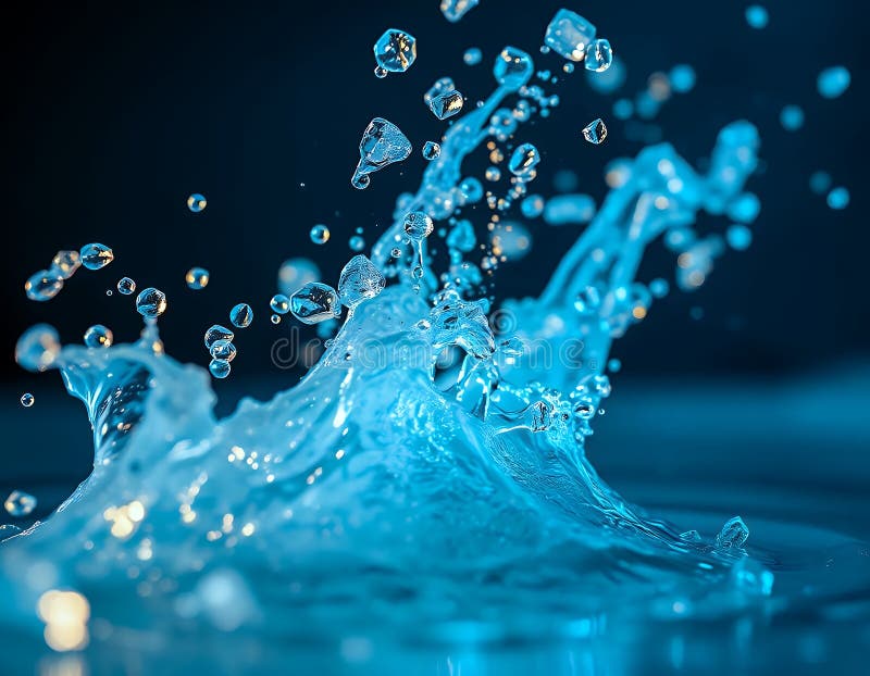 Dramatic Water Splashing, Creating Ripples on Dark Background Stock ...