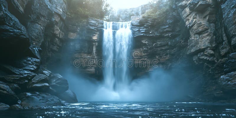 Dramatic Waterfall Cascading Down Steep Cliffs for Breathtaking Natural ...
