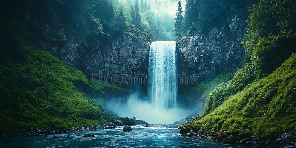 Dramatic Waterfall Cascading Down Steep Cliffs for Breathtaking Natural ...