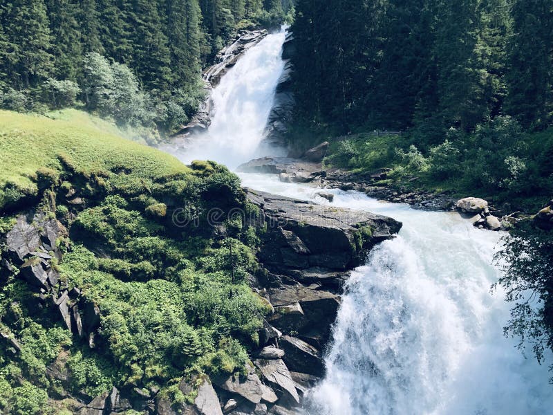 Dramatic Waterfall in a Forest Stock Photo - Image of contrast ...