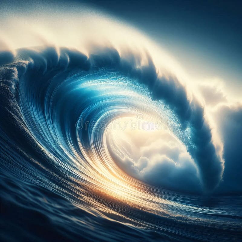 Dramatic Wave with a Bright Center, Resembling a Portal, Surrounded by ...