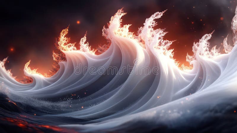 A Dramatic Wave of Fire and Water, Merging Elements of Nature in a ...