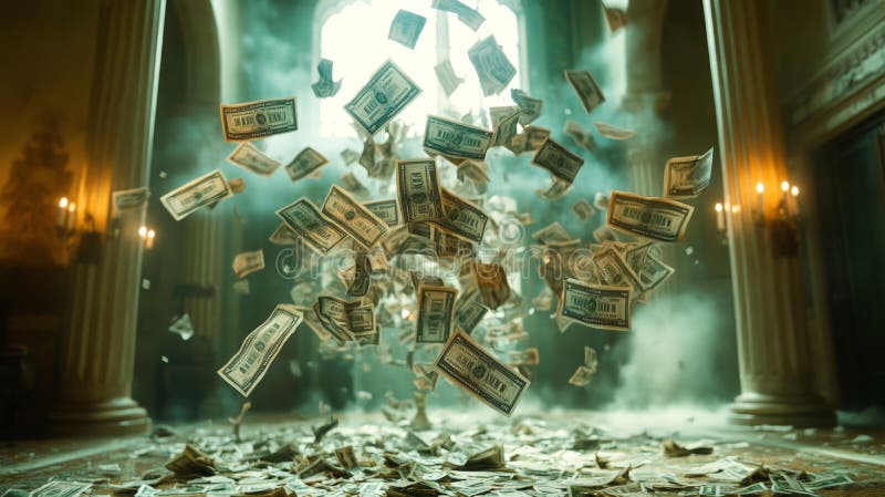 Dramatic Wealth of Cash in an Opulent Setting Generative AI Stock ...