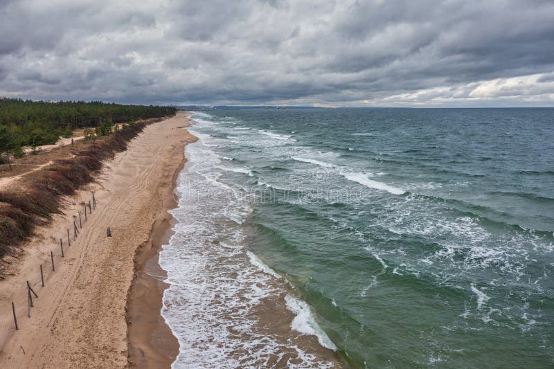 Dramatic Weather at Baltic Sea Beach in Sobieszewo, Poland Stock Photo ...