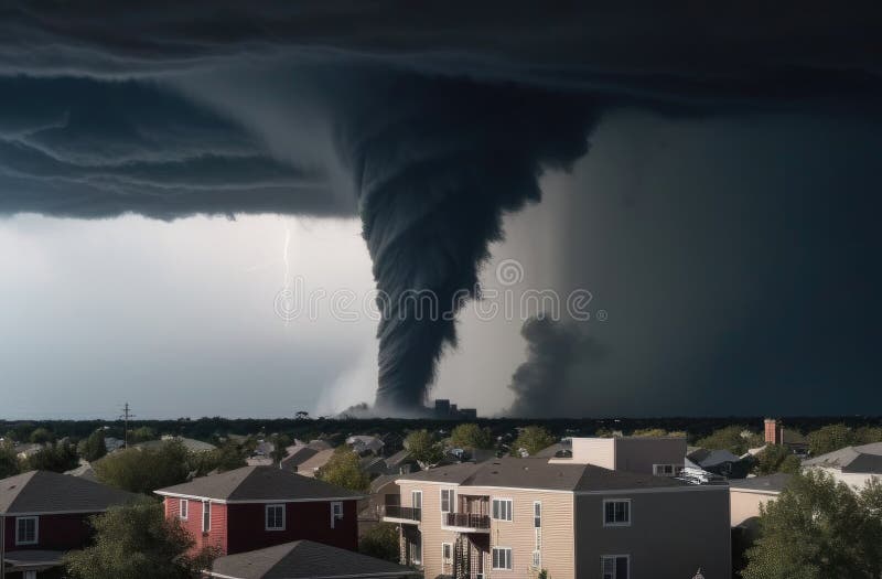 Dramatic Weather in the City,devastating Tornado, Destruction in the ...